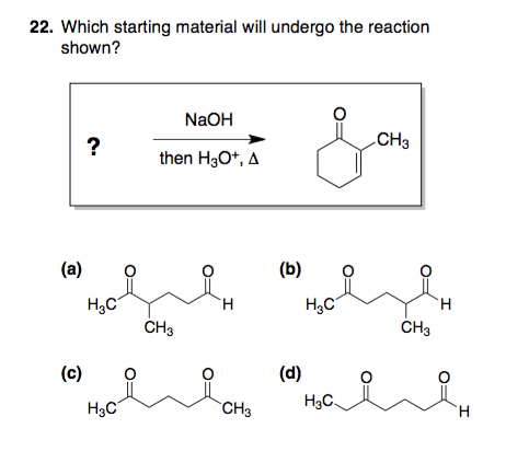 Solved Which starting material will undergo the reaction | Chegg.com