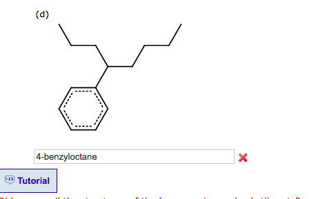 Solved (d) 4-benzyloctane Tutorial | Chegg.com
