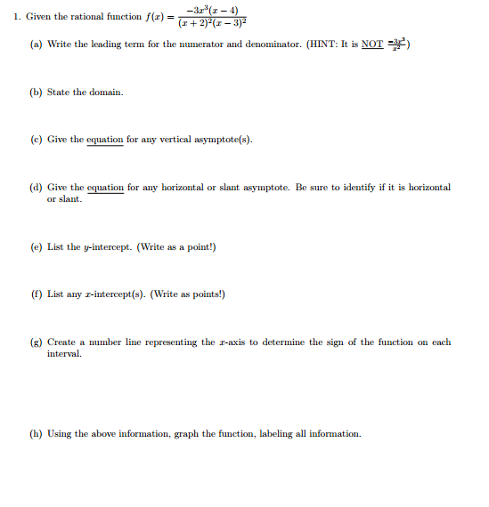 Solved Given the rational function Write the leading term | Chegg.com