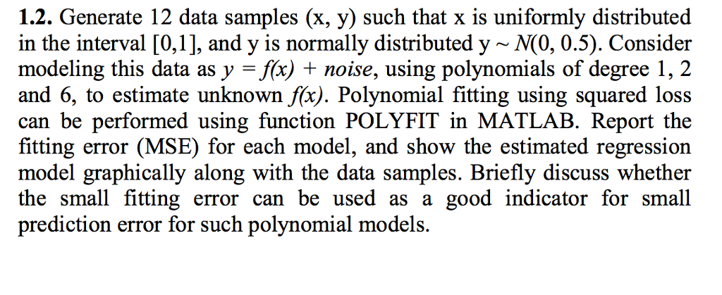 Generate 12 data samples (x, y) such that x is | Chegg.com