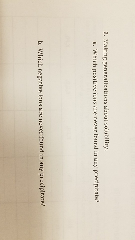 Solved 2. Making generalizations about solubility: a. Which | Chegg.com