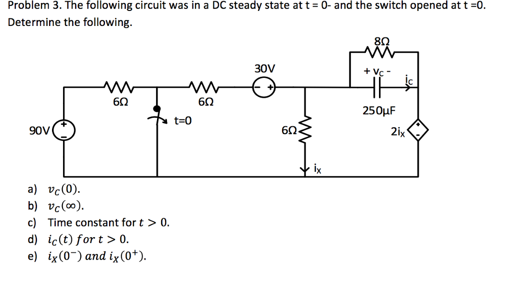 Solved The following circuit was in a DC steady state at t = | Chegg.com