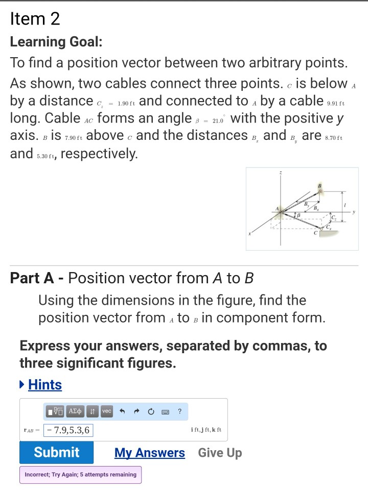Solved ltem 2 Learning Goal: To find a position vector | Chegg.com