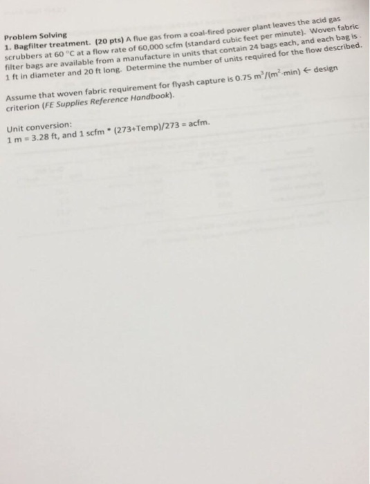Solved Problem solving A flue gas from a coal-fired power | Chegg.com