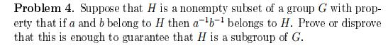 Solved Problem 4. Suppose that H is a nonempty subset of a | Chegg.com