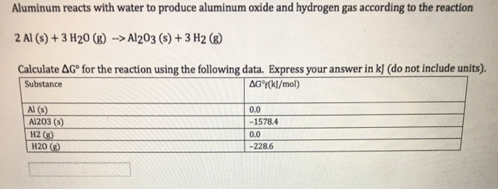 Solved Aluminum reacts with water to produce aluminum oxide | Chegg.com