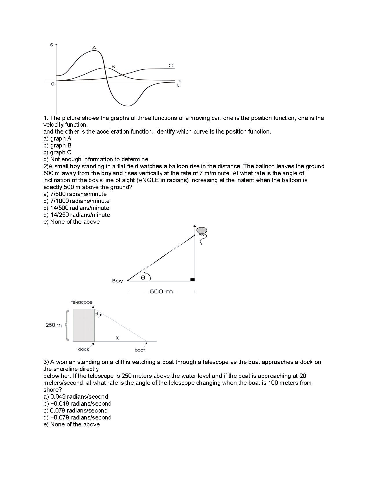 Solved The picture shows the graphs of three functions of | Chegg.com