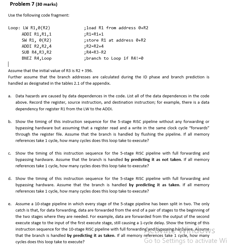 Problem 7 (30 marks) Use the following code fragment: | Chegg.com