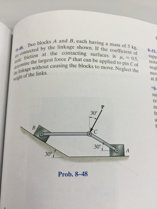 Solved Two blocks A and B, each having a mass of 5 kg, are | Chegg.com