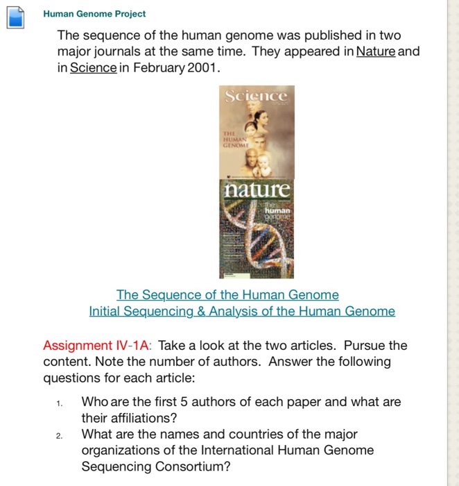 Solved The sequence of the human genome was published in two | Chegg.com