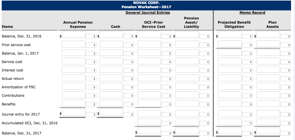 Solved Exercise 20-7 The following defined pension data of | Chegg.com
