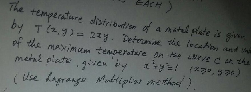 Solved The temperature distribution of a metal plate is | Chegg.com