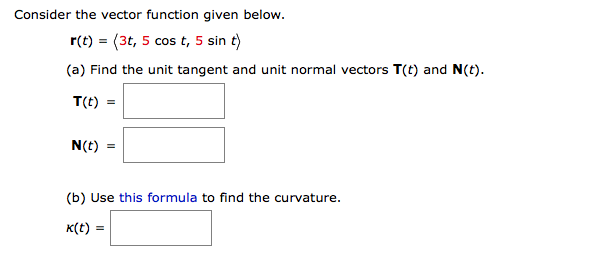 Solved Consider the vector function given below. r(t) = (3t, | Chegg.com