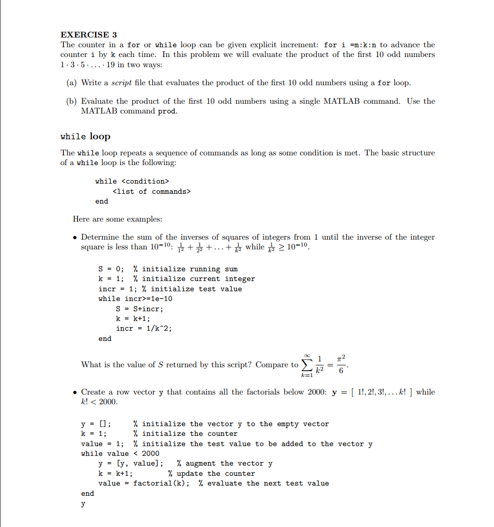 Solved EXERCISE 3 The counter in a for or while loop can be | Chegg.com