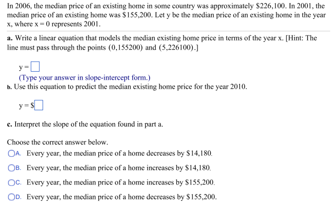 Solved In 2006, the median price of an existing home in some | Chegg.com