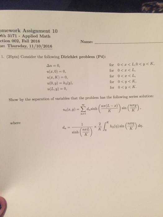 Solved Consider the following Dirichlet problem (P4): for | Chegg.com
