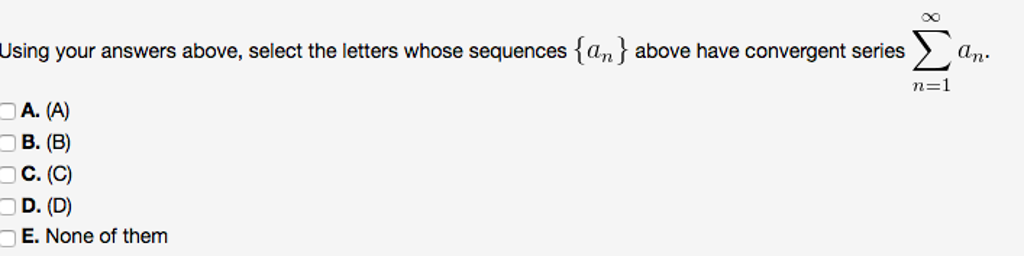 Solved For each sequence an find a number x such that an for | Chegg.com