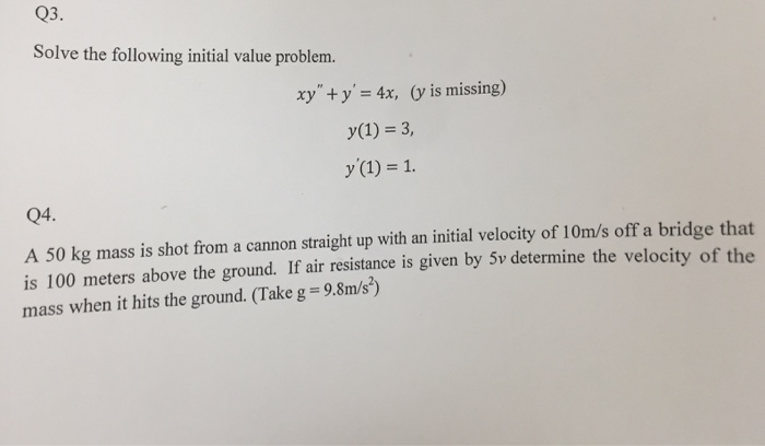 Solved Solve the following initial value problem. xy" + y = | Chegg.com