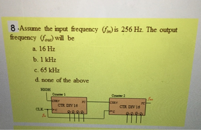 Solved 7 Assume the input frequency fin is 256 Hz. The | Chegg.com