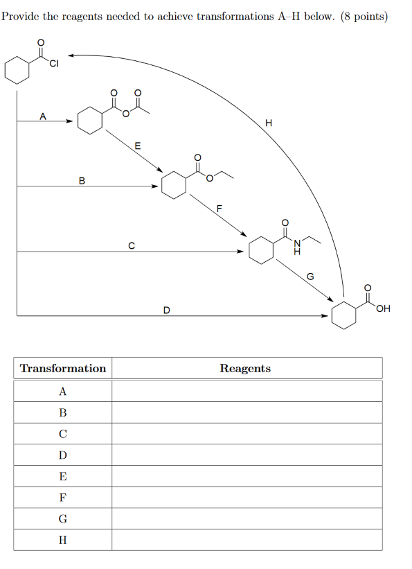 Solved List the reagents needed to achieve the following | Chegg.com