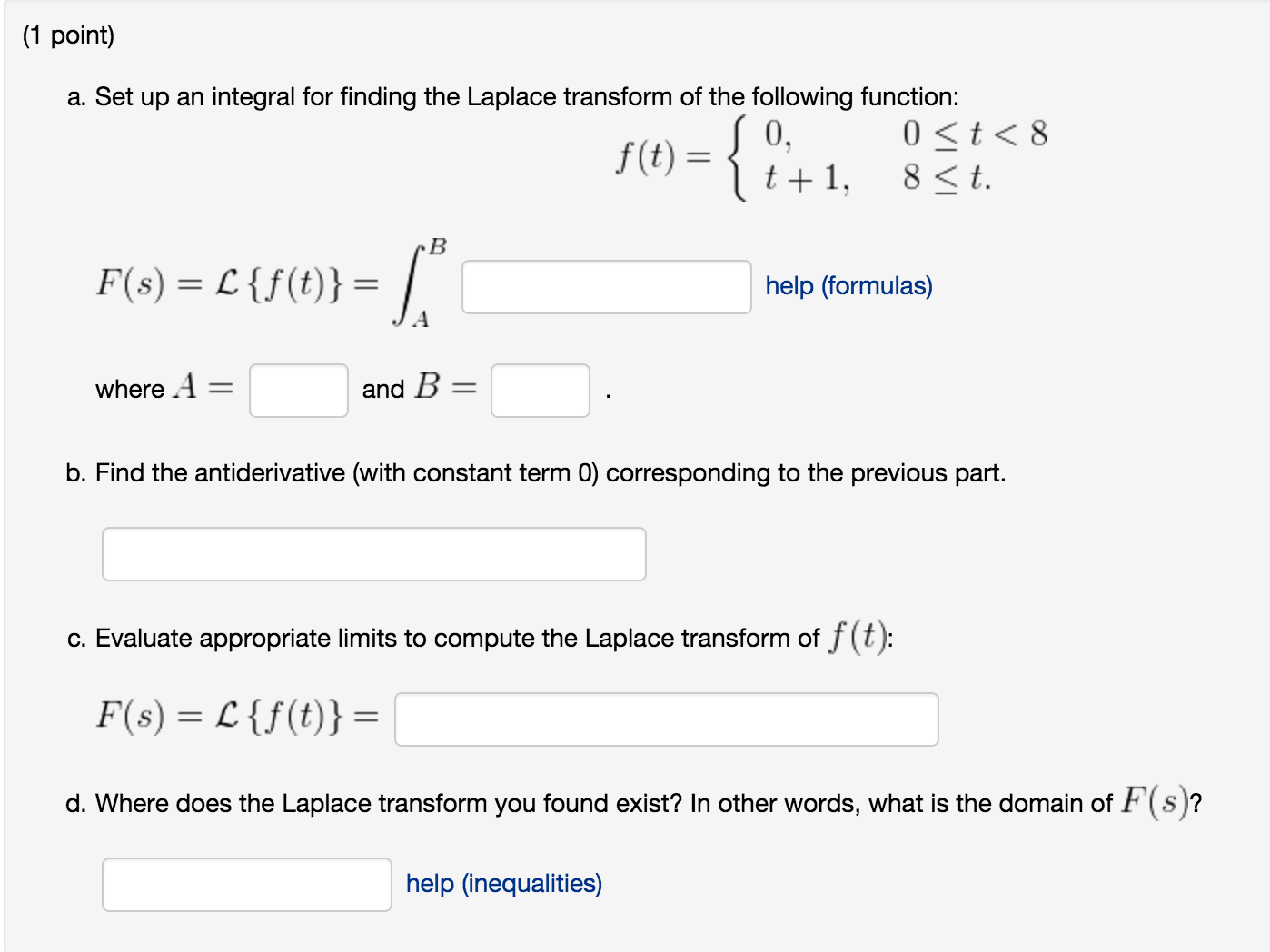 Solved Set up an integral for finding the Laplace transform | Chegg.com