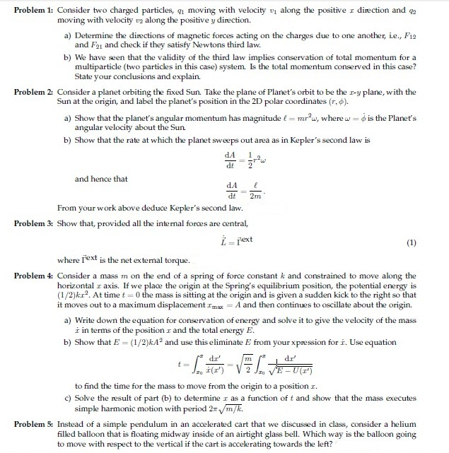 Solved Consider two charged particles, q1 moving with | Chegg.com