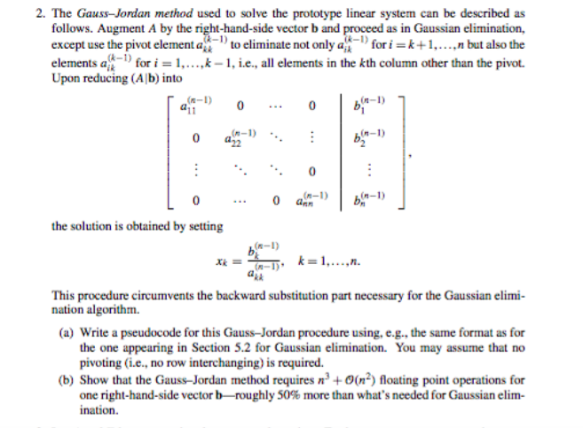2. The Gauss-Jordan method used to solve the | Chegg.com