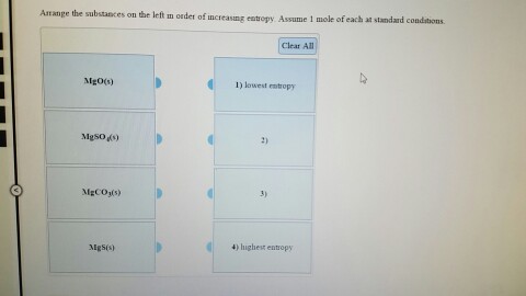 Solved Arrange the substances on the left in order of | Chegg.com