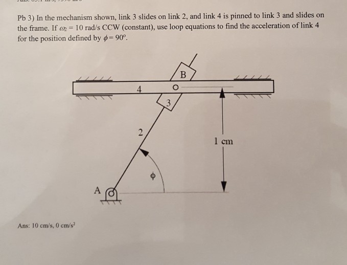 Solved Pb 3) In the mechanism shown, link 3 slides on link | Chegg.com