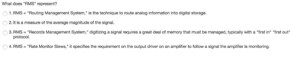 Solved What does "RMS" represent? RMS = "Routing Management | Chegg.com
