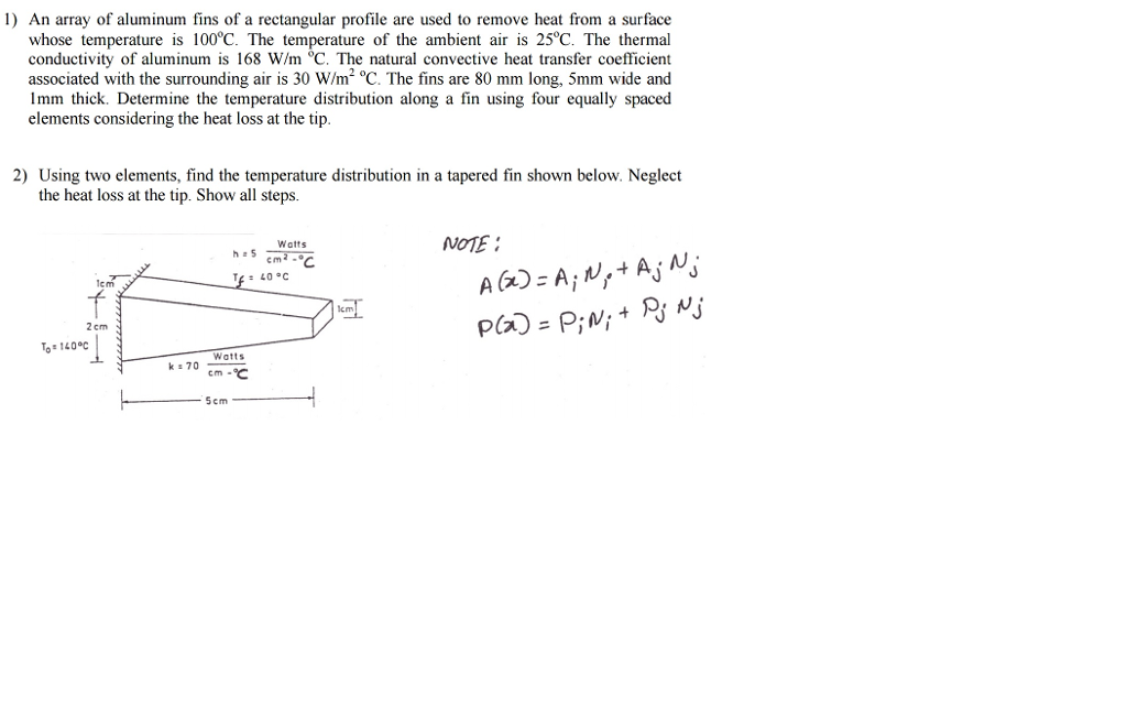 Solved An array of aluminum fins of a rectangular profile | Chegg.com