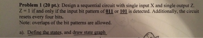 Solved Design a sequential circuit with single input X and | Chegg.com
