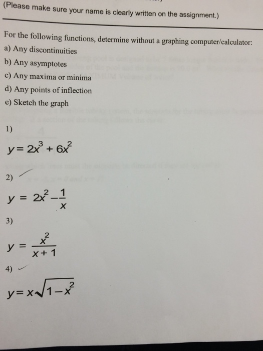 Solved For the following functions, determine without a | Chegg.com