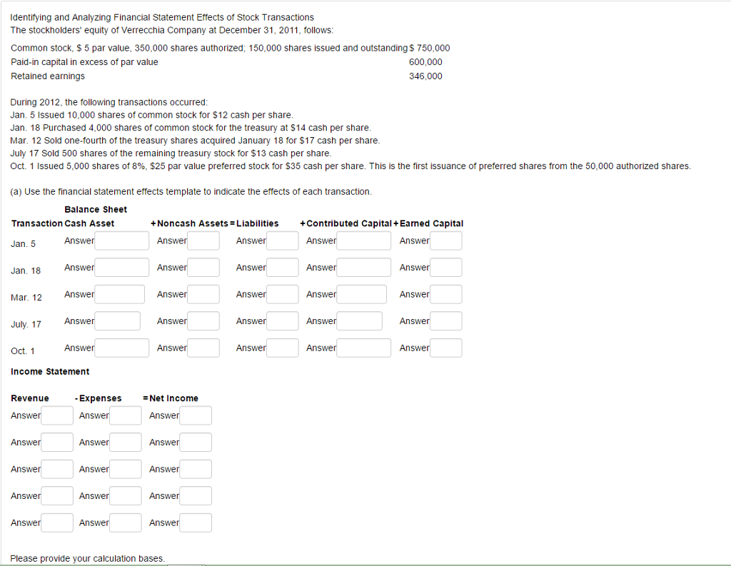 Solved Identifying And Analyzing Financial Statement Effects 9073