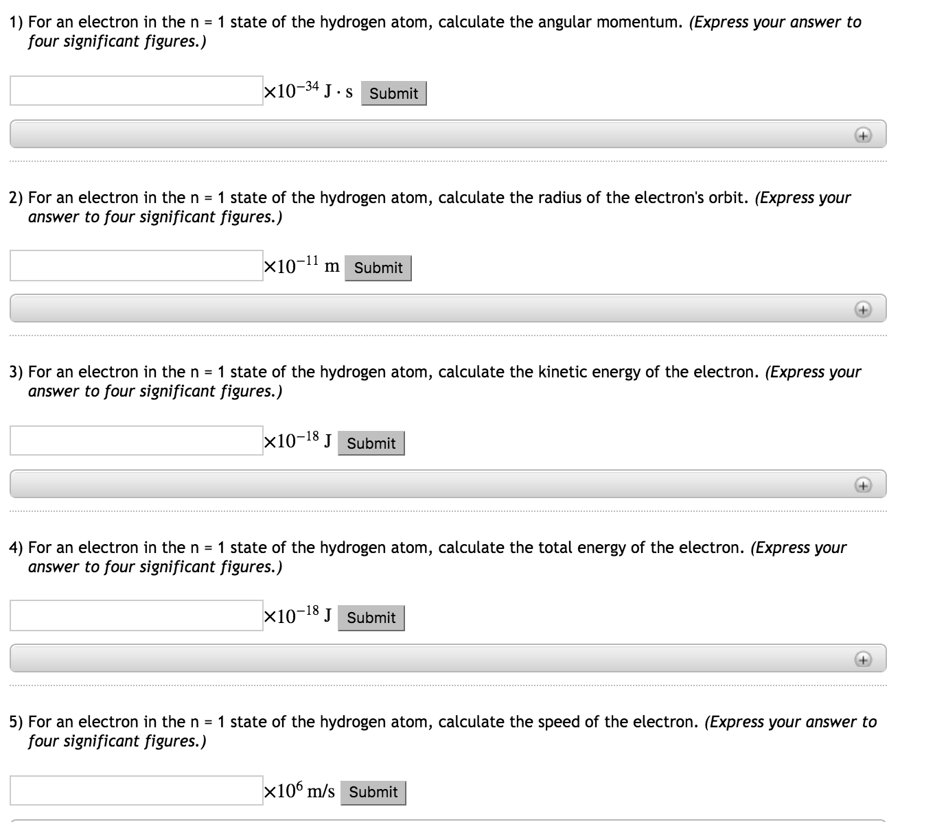 Solved A For An Electron In The N 1 State Of The Hydrogen