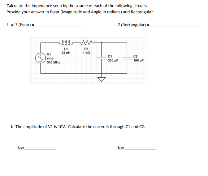 Solved Calculate the impedance seen by the source of each of | Chegg.com