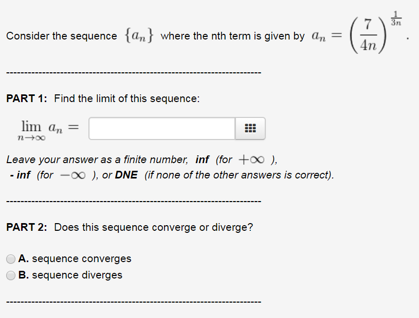 Solved 5 sin(3n) 3n Consider the sequence an} where the nth | Chegg.com