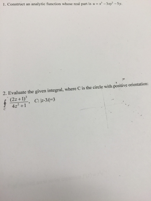 Solved Construct An Analytic Function Whose Real Part Is U 2864
