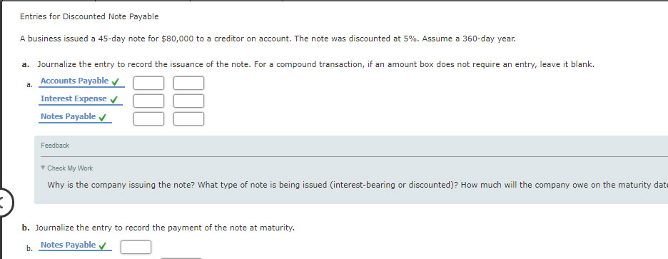 Solved Entries for Discounted Note Payable A business issued | Chegg.com