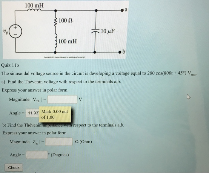 Solved The sinusoidal voltage source in the circuit is | Chegg.com