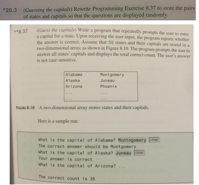 Solved (Guessing the capitals) Rewrite Programming Exercise | Chegg.com