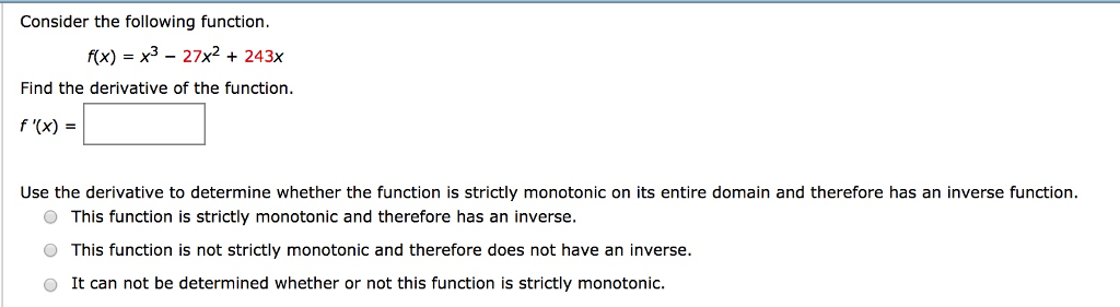 Solved Consider the following function rx) =x3-27x2 + 243x | Chegg.com