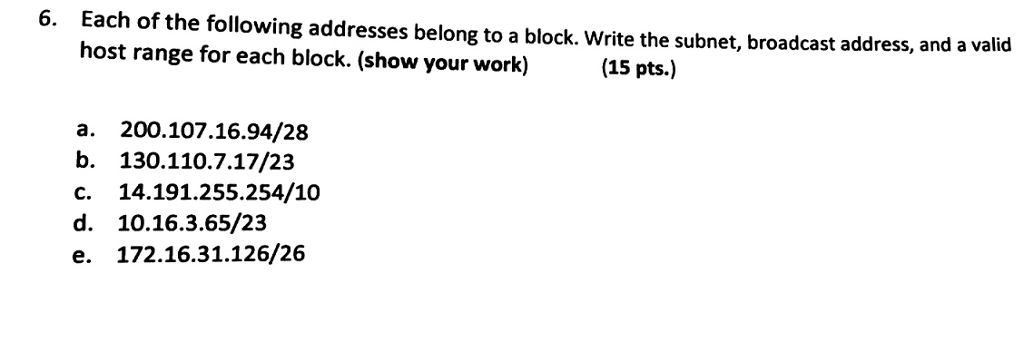 Solved Each of the following addresses belong to a block. | Chegg.com