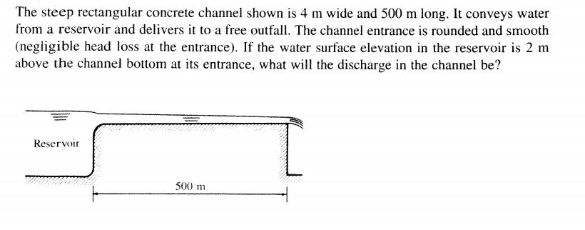 Solved The steep rectangular concrete channel shown is 4 m | Chegg.com