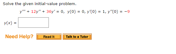 Solved Solve the given initial-value problem. y''' + 12y'' | Chegg.com