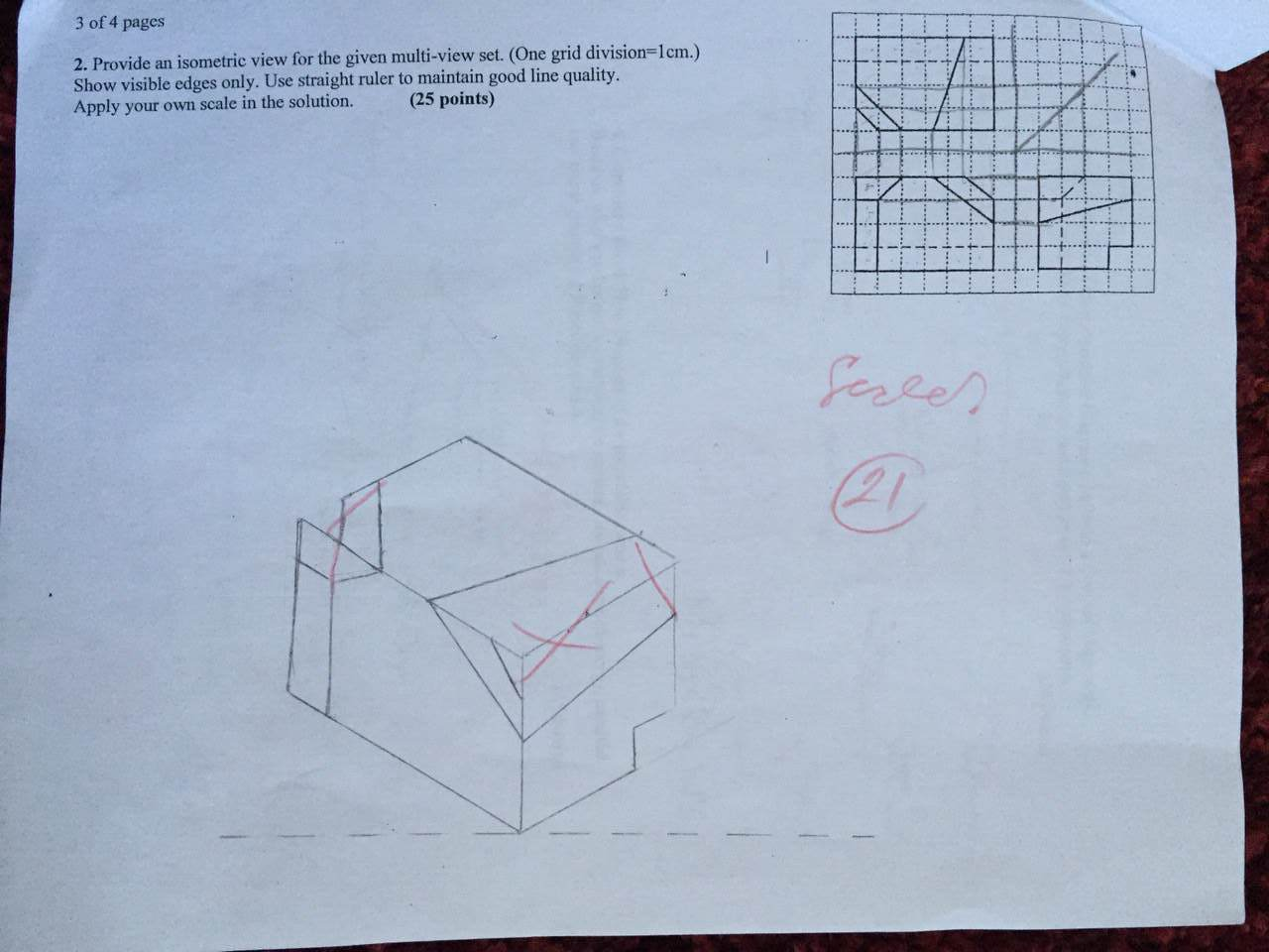 Solved 3 of 4 pages 2. Provide an isometric view for the | Chegg.com