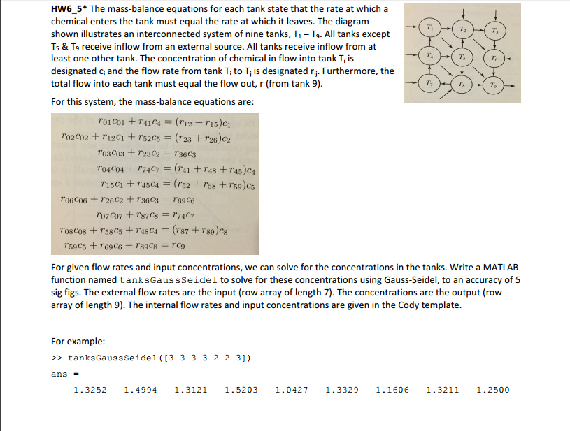 The mass-balance equations for each tank state that | Chegg.com