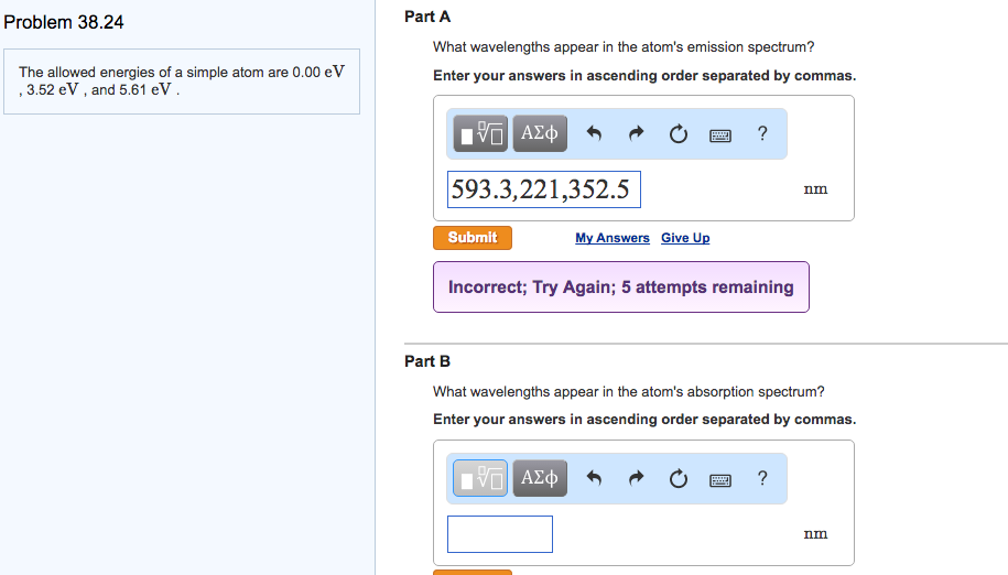 Solved What Wavelengths Appear In The Atoms Emission