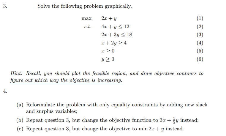 Solved Solve The Following Problem Graphically Max 2x Y 