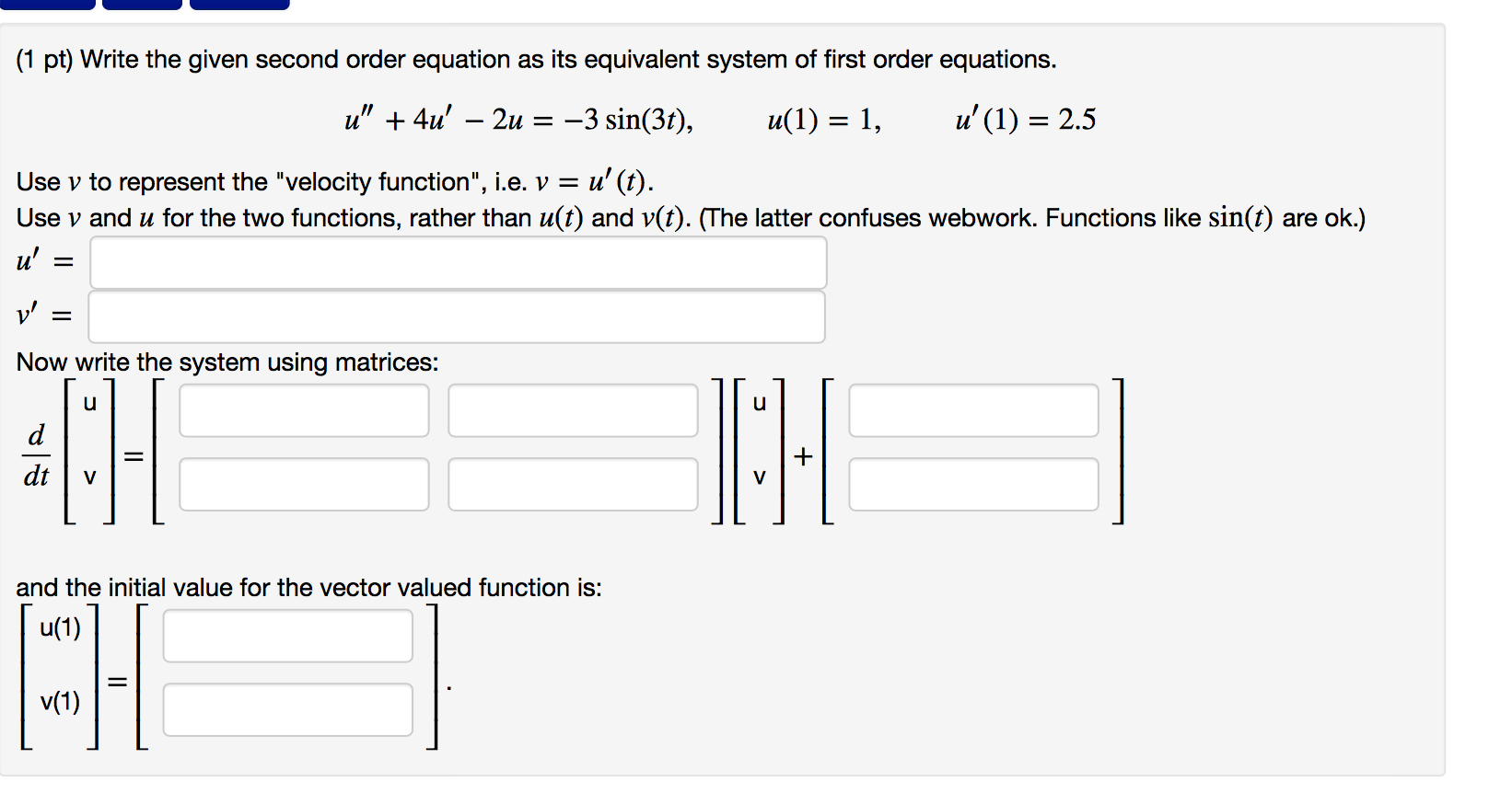 Solved Write the given second order equation as its | Chegg.com